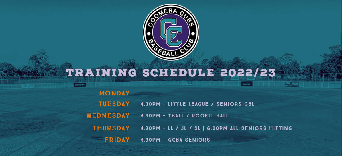 Summer Training Schedule - Coomera Cubs Baseball Club Inc.